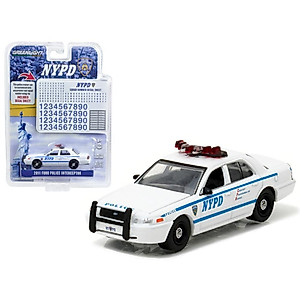 Greenlight 2011 Ford Crown Victoria Police New York Police Department (NYPD) with NYPD Squad Number Decal Sheet Hobby Exclusive 1/64 Diecast Model Car