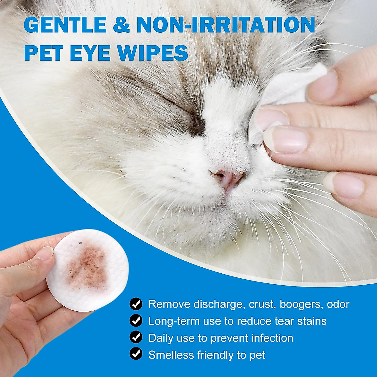 OPULA 300Pcs Dog Eye Wipes + 300Pcs Dog Ear Cleaner Wipes