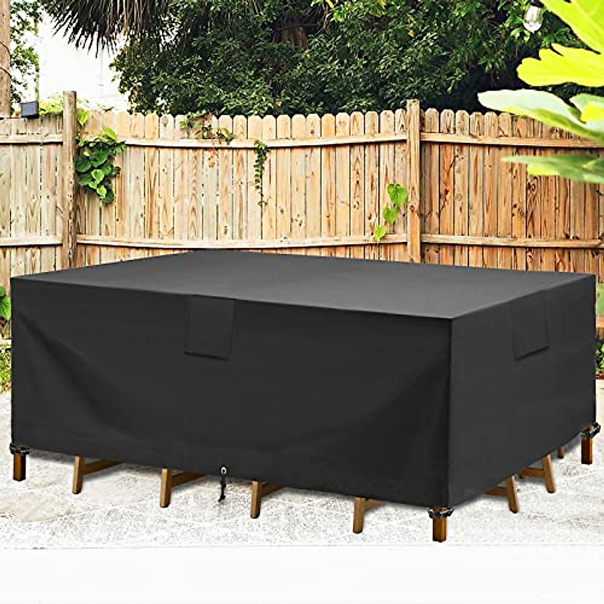 GARDRIT Upgraded Patio Furniture Covers, 100% Waterproof Rectangular Patio Table Cover, 90" L x 56" W x 27.5" H 600D Tear-Resistant Sofa, Table and Chair Outdoor Furniture Set Covers
