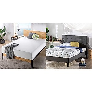 ZINUS 12 Inch Ultima Memory Foam Mattress, Pressure Relieving, CertiPUR-US Certified, and Shalini Upholstered Platform Bed Frame, Mattress Foundation, Wood Slat Support, Dark Grey, Queen
