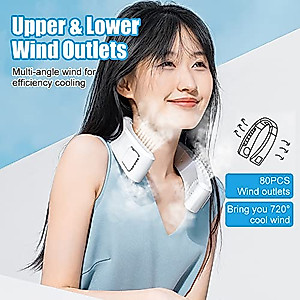 NORMIA RITA 720° Cooling Bladeless Neck Fan Personal AC Cooling Fan with Refrigeration Chip, Upper & Lower 80PCS Wind Outlets Strong Airflow Rechargeable Portable Fan for Travel, Walking, Outdoor