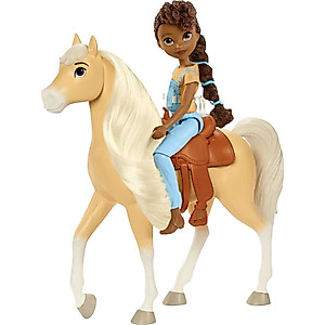 Mattel Spirit Untamed Pru Doll (Approx. 7-in) & Chica Linda Horse (Approx.8-in) with Long Mane, Saddle, Brush, Apple Treat, Great Toy for Ages 3 Years Old & Up