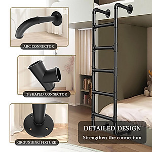 KELUNIS Wall Mounted Metal Ladder for Home Loft Basement Window Well Egress Ladder Fire Escape Ladder for Emergency Home Safety Space-Saving Climb Ladders,150CM/59IN