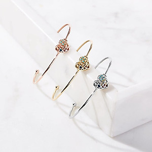 EVE'S ADDICTION Women's Sterling Silver Heart Shaped Birthstone Cuff Bracelet - Personalized Locket Jewelry - Bracelet for Mom - Family Bracelet - Gift for Her - Gifts for Mom