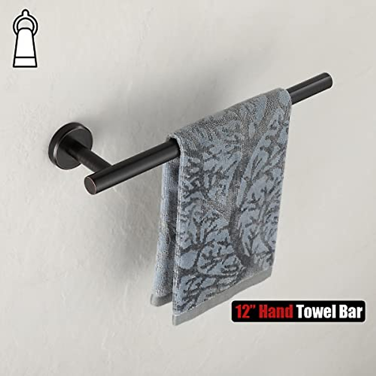 JQK Hand Towel Holder Towel Ring Oil Rubbed Bronze, Thicken 8mm 304 Stainless Steel Bathroom Hand Towel Bar, 12 Inch Wall Mount Towel Rack Hanger, ORB, THH110L12-ORB