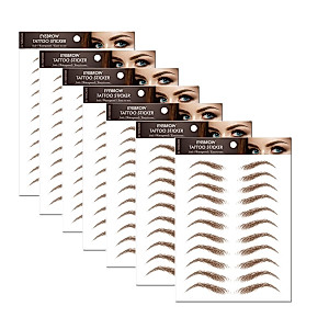 7Sheets Eyebrow Tattoo Stickers 4D Hair-like Waterproof Natural Fake Eyebrow Stickers,Long Lasting Eyebrow Grooming Shaping Perfect for Women and Girls (Brown)