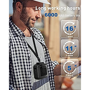 FRIZCOL Portable Waist Fan, 6000mAh Mini Fan with Clip, Up to 20 Hrs Working Time, Personal Belt Fan, Neck Fan Battery Operated Rechargeable, Body Fan for Outdoor Working (Gray)
