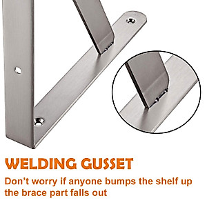 CLT Shelf Bracket 16” x 12" Max Load: 550 lb Heavy Duty Stainless Steel Solid Shelf Support Corner Brace Joint Right Angle Bracket, Space Saving DIY Bracket Pack of 2