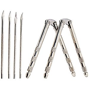 Chef Craft 21629-2PK Stainless Steel Set, 2 Nut Crackers and 4 Picks, White