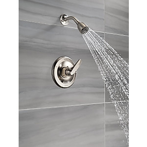 Delta Faucet Foundations Brushed Nickel Shower Faucet Set with 2-Spray Brushed Nickel Shower Head, Shower Trim Kit, Shower Faucet Sets Complete, Stainless BT13210-SS (Valve Not Included)