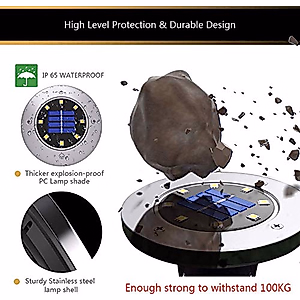 Biling Solar Disk Lights Outdoor, 12 Pack Solar Ground Lights Outdoor Waterproof for Garden Yard Patio Pathway Lawn Driveway - White