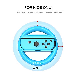 GH Switch Steering Wheel for Mario Kart 8 Deluxe and Booster Course Pass (DLC), Racing Wheel Accessories Compatible with Nintendo Switch/Switch OLED Joy Con Controller (Red and Blue)