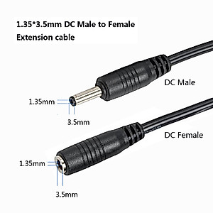 Liwinting 5Meters/16.4Feet DC Power Adapter Extension Cable, 1.35mm x 3.5mm Male to Female Jack DC 5 V Power Adapter Plug Extension Cord for DC Power Adapter, CCTV Security Camera etc. - Black