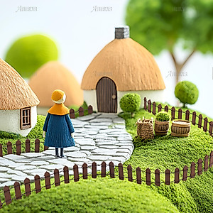 AUEAR, 2 Pack 35 Inch Long Mini Fairy Garden Fence Wood Ornament Wooden Decorative Picket for DIY Crafts Project (Brown, 2-Pack)