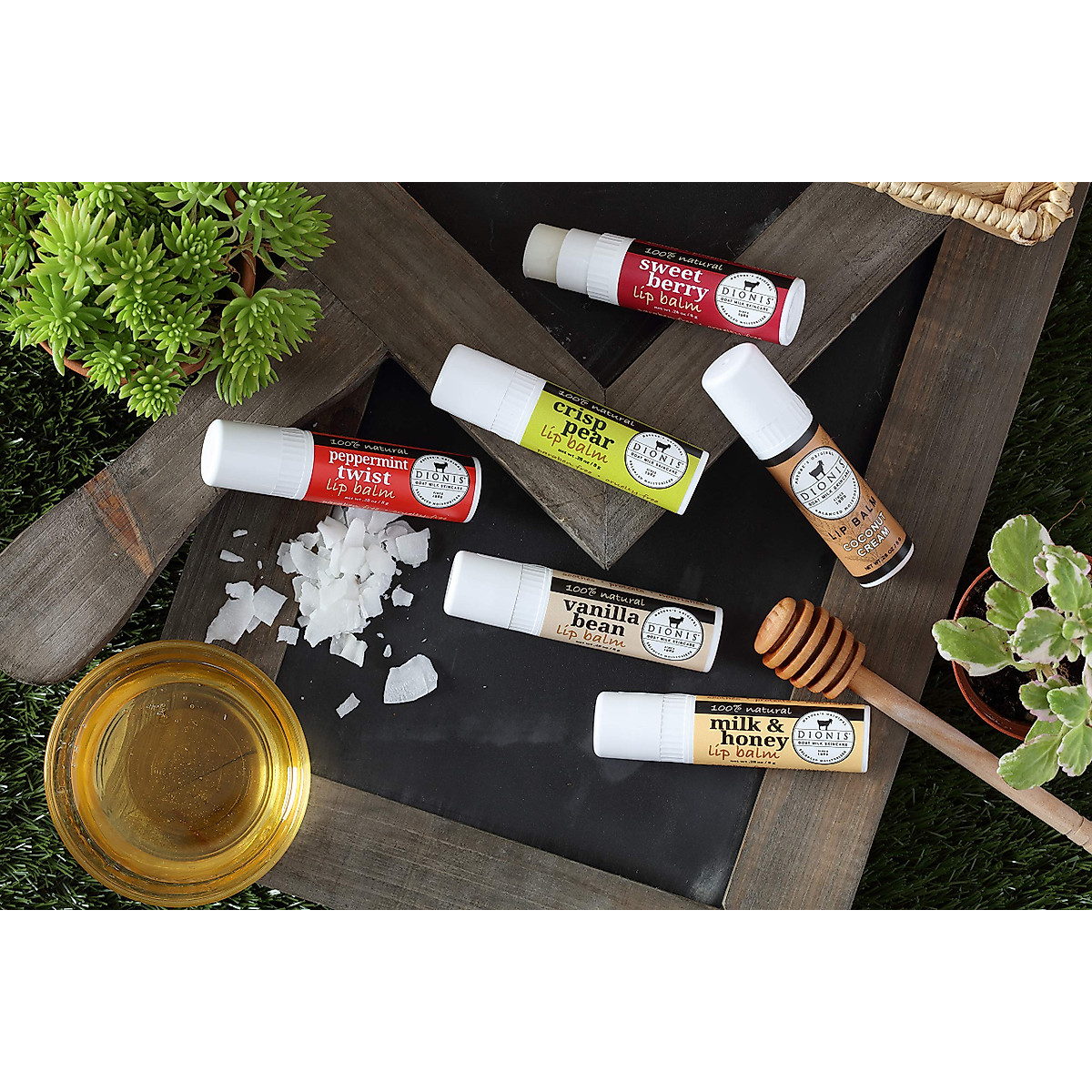 Dionis - Goat Milk Skincare Vanilla Bean Scented Lip Balm (0.28 oz) - Set of 3 - Made in the USA - Cruelty-free and Paraben-free