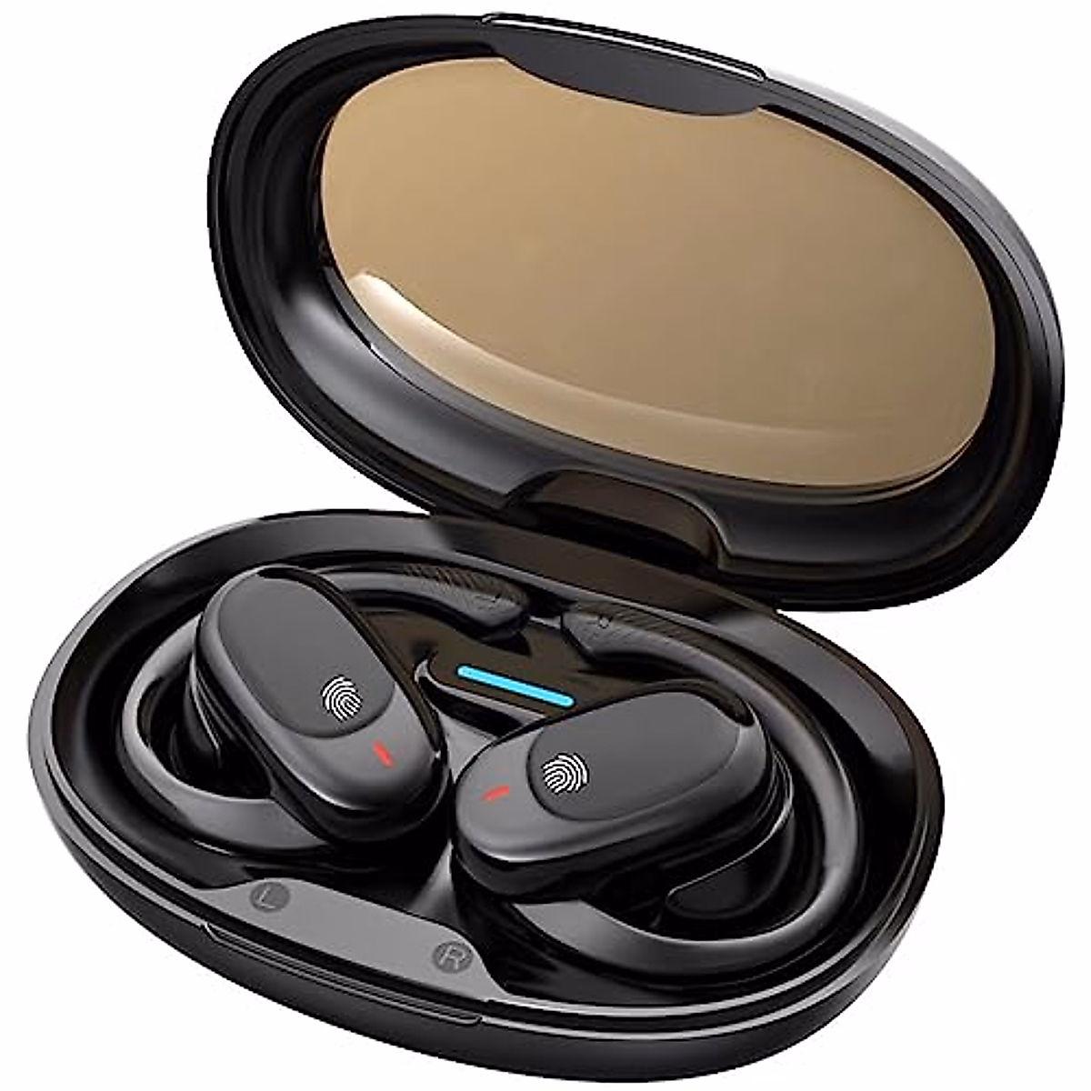 JQQLKJOE Open Ear Air Conduction Headphones,Wireless Sports Earbuds with Mic– 130° Adjustable,Open Ear Headphones Wireless Bluetooth for Music/Gaming/Running/Working