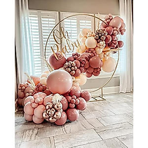 Dusty Rose Pink Balloon Garland Double Stuffed Blush Pink Balloon Pearl Peach Balloons Rose Gold Metallic Balloon Arch Kit For Wedding Bridal Shower Baby Shower Birthday Boho Party Decorations