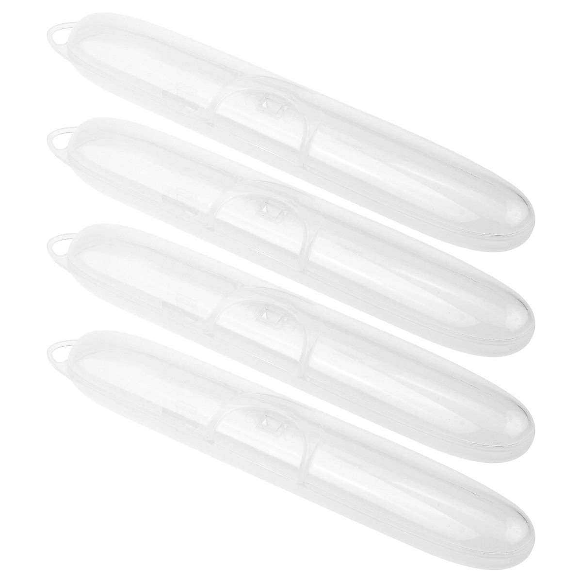 Cosmos Pack of 4 Transparent Plastic Portable Travel Toothbrush Case Holder Organizer with Hook for Travel Use
