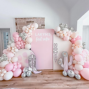 Cowgirl Pink Balloons Arch Garland Kit, Cow Print Farm Animal Balloons for Bachelorette Party, Birthday Party Baby Shower Bridal Shower Wedding Supplies Cow Theme Party Decorations-Baby Pink