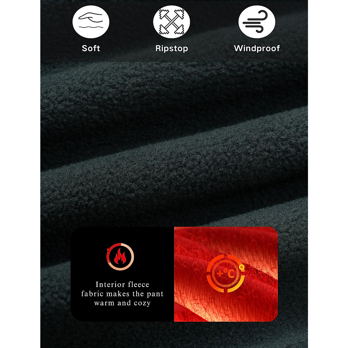 MAGCOMSEN Ski Pants Men Warm Tactical Camping Hiking Fleece Lined Waterproof Pants Gray