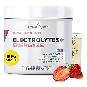 Livingood Daily Electrolytes Powder No Sugar - Keto Electrolytes Hydration Powder with Vitamin C, Taurine, D-Ribose & FOS - Sugar Free Electrolyte Drink Mix - 30 Servings, Strawberry Lemonade