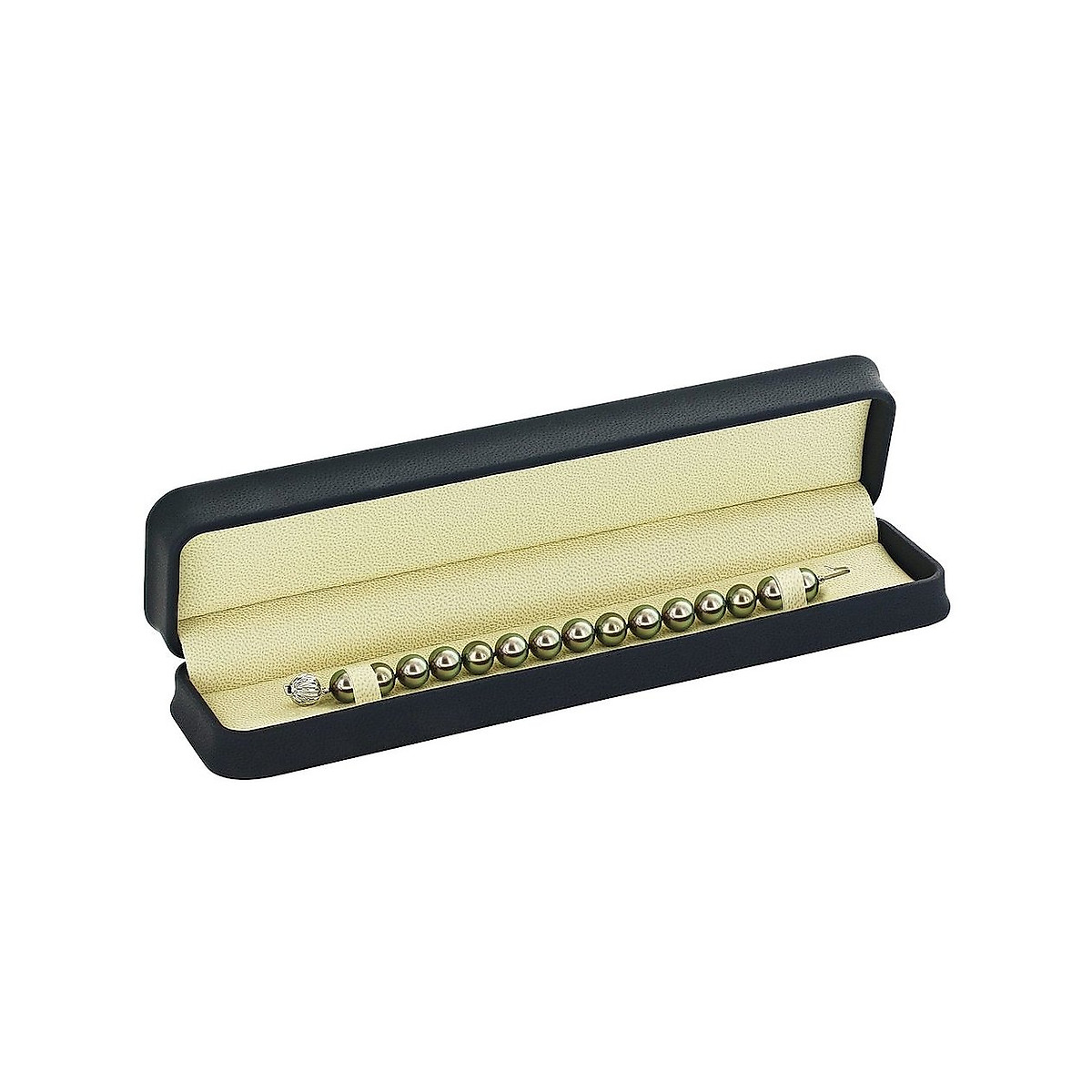 The Pearl Source Sterling Silver 11-12mm Baroque Black Tahitian South Sea Cultured Pearl Leather Bracelet for Women