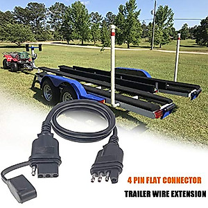 CARROFIX 4 Way Flat Trailer End Connector with 32-Inch Jacketed Cable Wire 4 Pin Trailer Wiring Extension