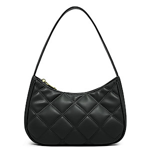 CYHTWSDJ Shoulder Bags for Women, Cute Hobo Tote Handbag Mini Clutch Purse with Zipper Closure (Black LG)