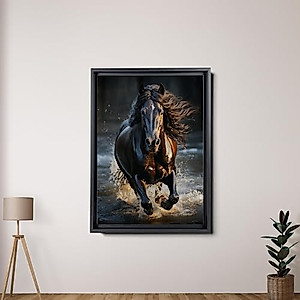 Majestic Black Stallion Galloping In The Clouds, Black Horse On Salt Flats, Canvas Print, Black Horse Print, Black Horse Wall Art, Decor Canvas, Home Decor