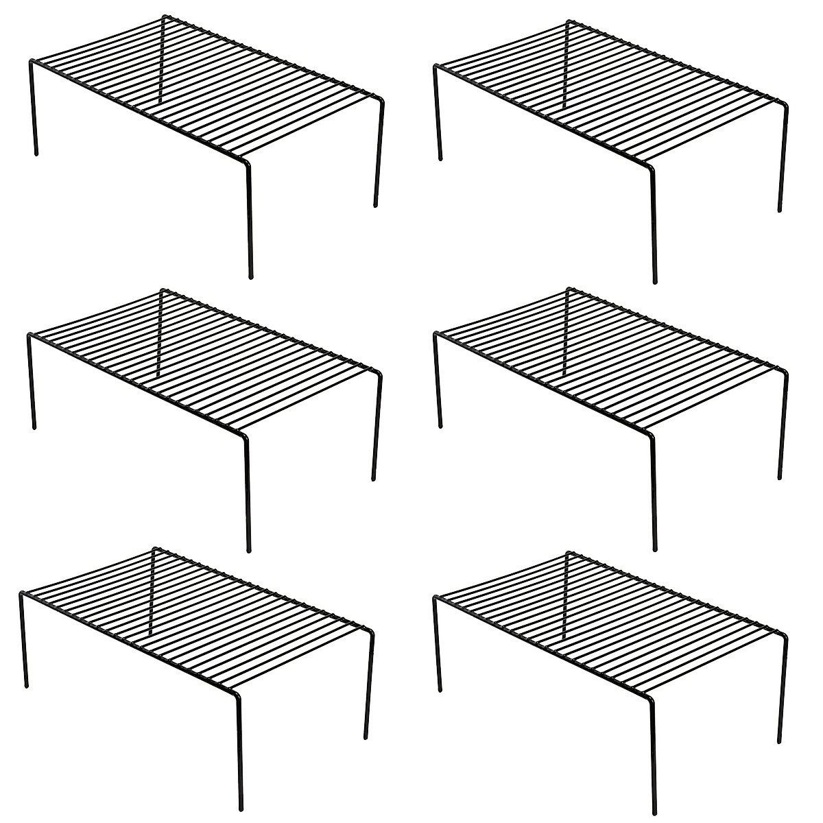 iPEGTOP 6 Pack Large (15.7 x 9.4 Inch) Freezer Cabinet Storage Shelf Rack, Rustproof Stainless Steel Kitchen Organizer Space Saver for Fridge Pantry Shelves Countertops - White