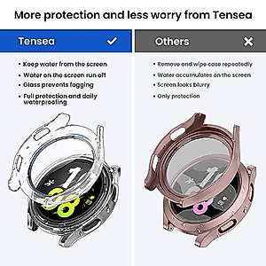 Tensea for Samsung Galaxy Watch 5 2022 & 4 2021 Waterproof Screen Protector Case 44mm Accessories, Protective Face Cover for 44 mm, Hard Bumper Built-in Tempered Glass Film Women Men