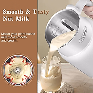 Arcmira Automatic Nut Milk Maker, 20 oz Homemade Almond, Oat, Soy, Plant-Based Milk and Dairy Free Beverages, Almond Milk Maker with Delay Start/Keep Warm/Boil Water, Soy Milk Maker with Nut Milk Bag, White