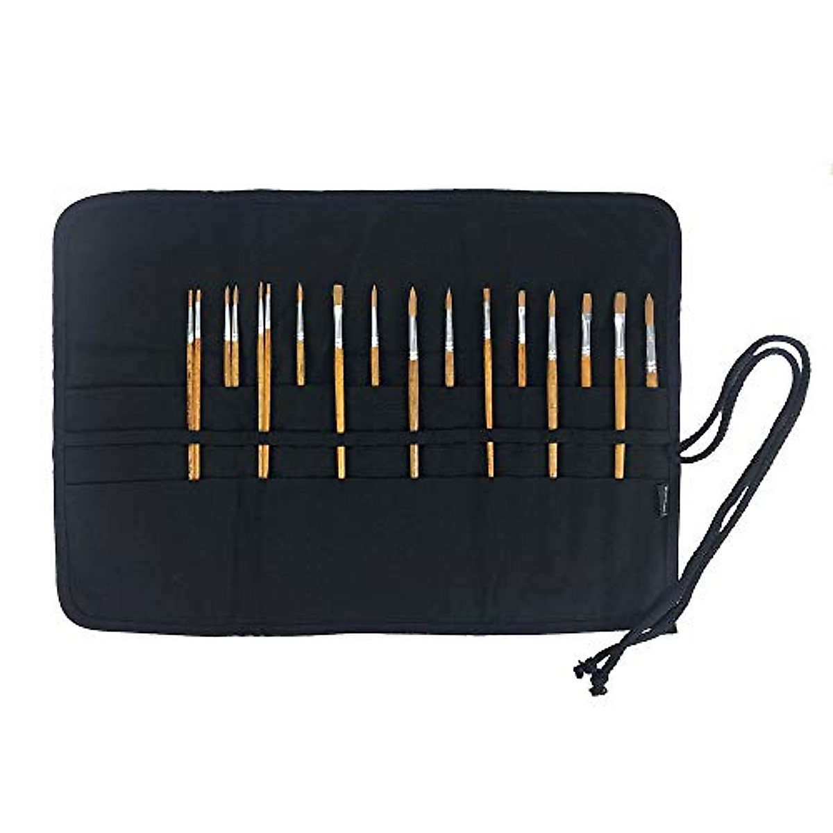A AIFAMY 30 Pockets Artist Paint Brush Holder, Canvas Roll Up Case Bag & Storage Organizer Pouch Case- Store Pencils, Pens Tools