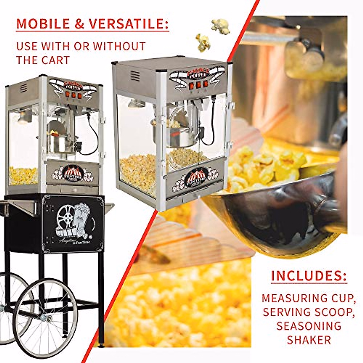 Funtime Palace Popper 16-Ounce Commercial Bar Style Popcorn Popper - FT1665PP