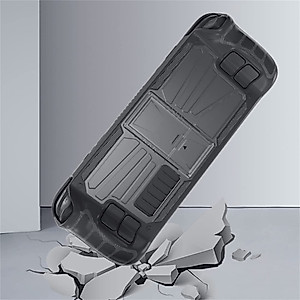 For Steam Deck Game Console TPU+PC Protective Shell Bracket Peripheral Accessories Tempered Film Sticker (Black)