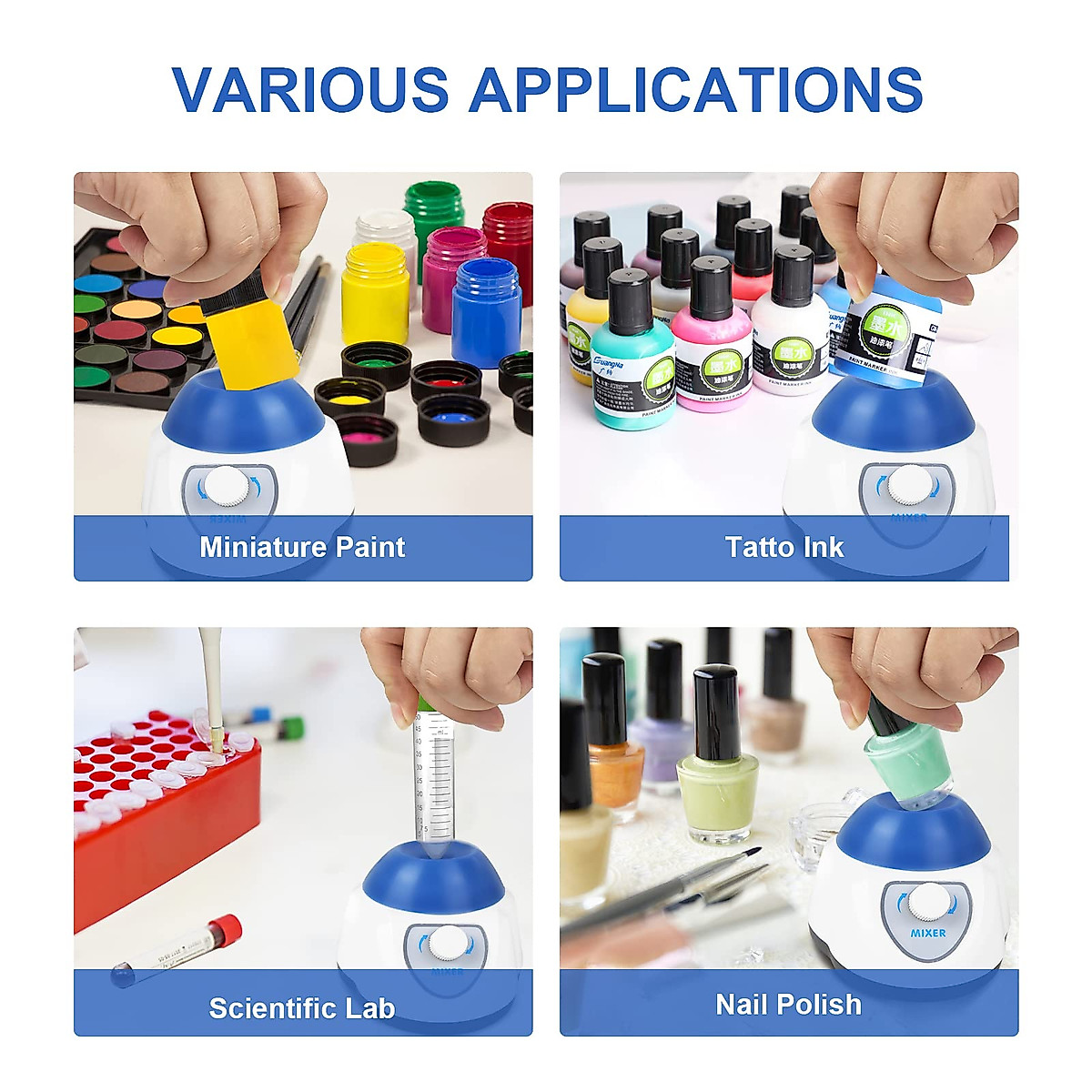 Mini Vortex Mixer Vortex Shaker Lab Salon Mixer 3000rpm Portable Mix Gel Polish Centrifuge Tubes up to 50ml for Acrylic Paints Nail Art Scientific Lab Clinic Classroom