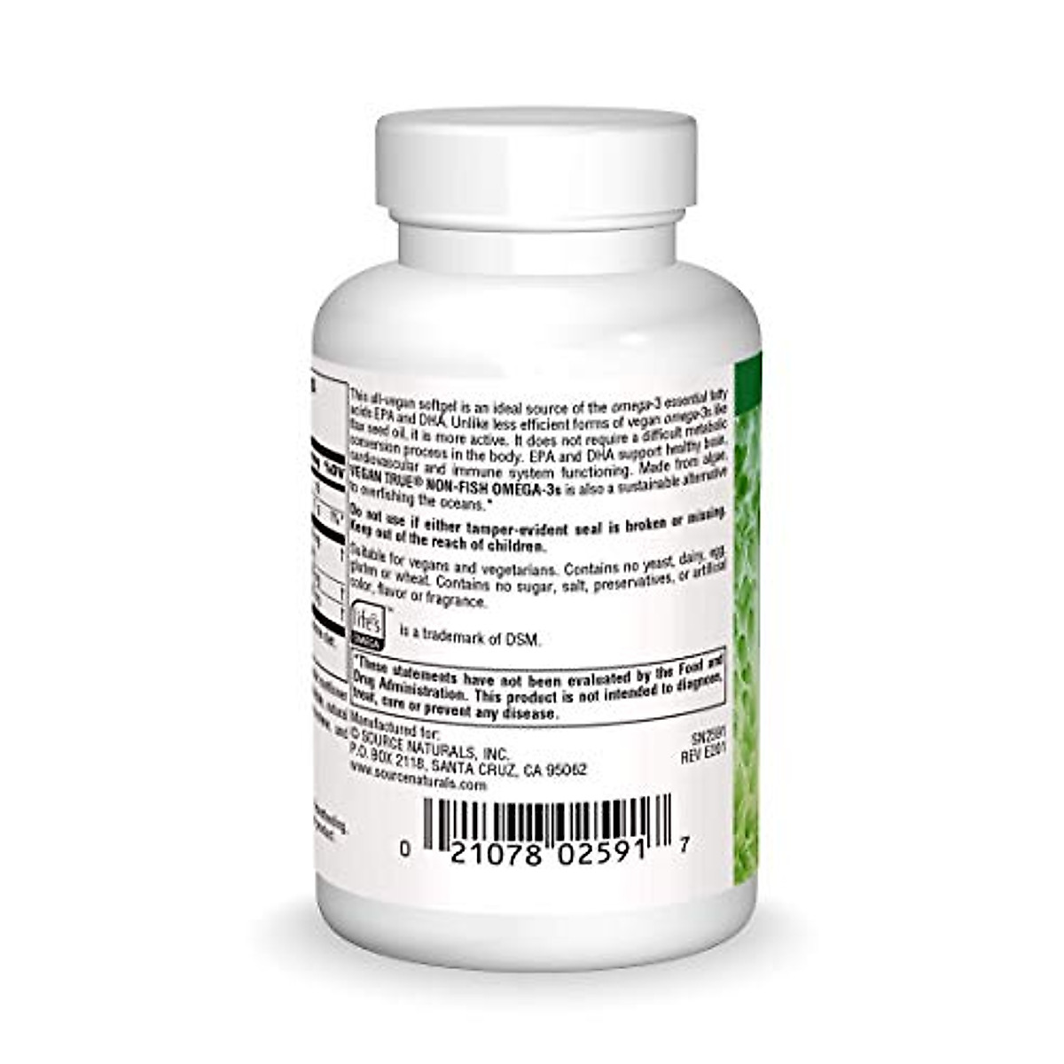 Source Naturals Vegan True, Non-Fish Omega-3s, EPA-DHA Supports Heart and Brain Health*, 300 mg - 30 Vegan Softgels