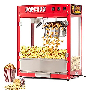 Garvee Commercial Popcorn Machine - Electric Extra Large Popcorn Popper Machine 8 oz Kettle, Popper Popcorn Maker for 60 Cups for Batch,Movie Theater Poppers Machine with 10 PACK Popcorn Buckets