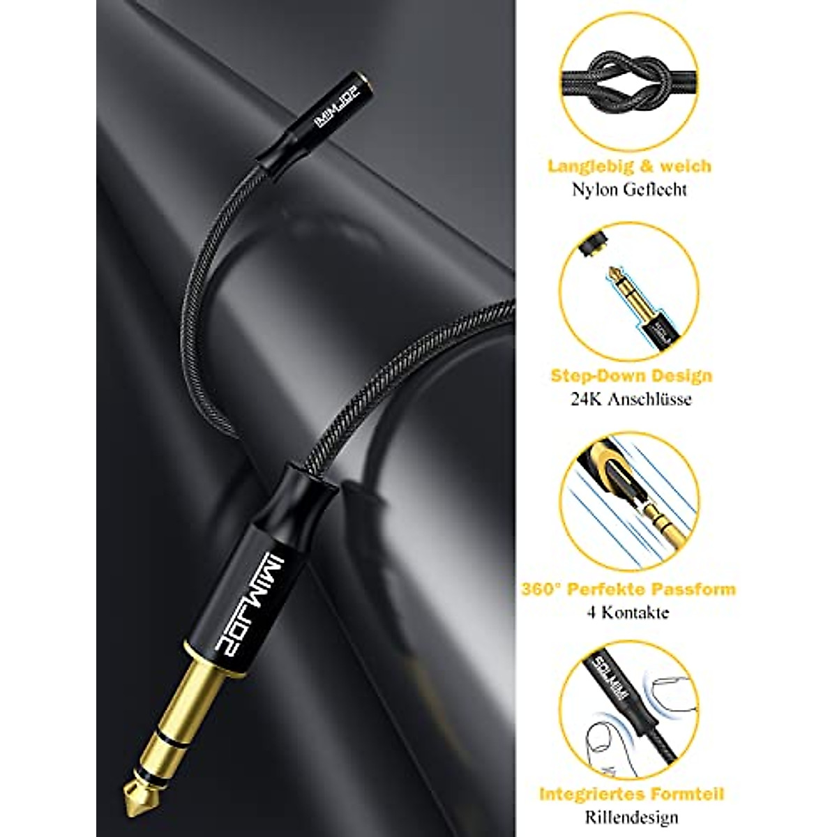 SOLMIMI Headphone Adapter 1/4 to 3.5 mm(11.5ft, 3.5 M), 1/4 to 1/8 Headphone Adapter for Keyboard Piano, Quarter Inch to Headphone Jack Adapter Compatible with Mixer Guitar Piano Amplifier Speaker