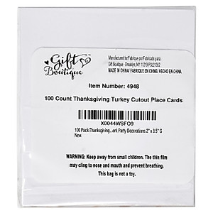 100 Pack Turkey Place Cards with Fall Thanksgiving Seating Harvest Name Card Table Setting Folded Paper Autumn Turkeys Tent for Dinner Tables