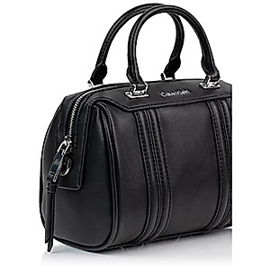 Calvin Klein Blake Top Zip Mini Satchel Crossbody, Black/Silver,One Size