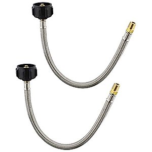 Dumble Low Pressure Regulator Hose, 15in Steel, 2pk - Pigtail Propane Hose for LP Gas Low PSI Regulator Pipe, RV Lines