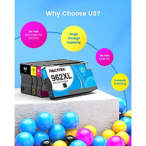 PACITEK 962XL Ink Cartridge Compatible with HP 962 Work for HP Officejet 9020 HP OfficeJet Pro 9010 9015 9012 9018 9020 9025 9027 9028 Printer, 4 Pack