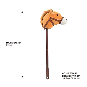 Linzy Plush Hobby Horse Stick Toy, Adjustable Telescopic Stick, Adjust to 3 Different Sizes, For Cowboy and Cowgirl of Different Ages, Light Brown