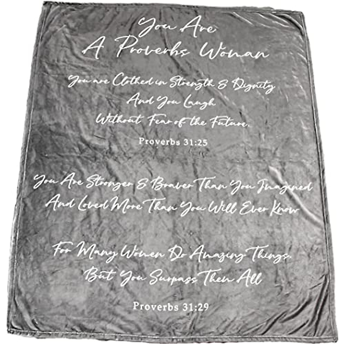 Double Creek Proverbs 31 Woman Lightweight Scripture Throw Blanket Inspirational Verses, Comfort Blanket 50"x 60" Gift for Women