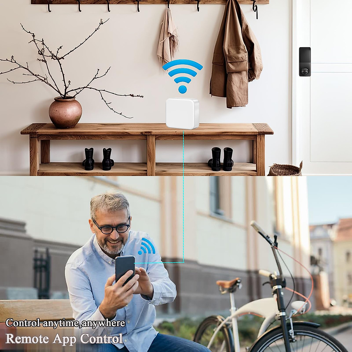 Smart Hub, WiFi Smart Gateway for InteTrend Smart Bluetooth Lock to Reach for Remote Control, Compatible with TTLock App Locks, Compatible with Alexa