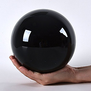 LONGWIN 150mm(5.9 inch) Big Divination Black Crystal Ball for Witchcraft Obsidian Healing Crystals Home Decorations Meditation Ornaments