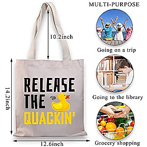 BDPWSS Rubber Duck Tote Bag Duck Lover Gift Release The Quacking Yellow Ducks Handbag For Duck Owner Duck Mom Gift (Release quacking TG)
