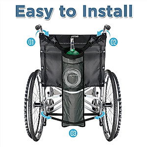 ZHEEYI Oxygen Cylinder Bag for Wheelchairs with Buckles, Fits Any Wheelchair, Gray (Fits Most Oxygen cylinders)