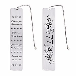 Jzxwan Happy 77th Birthday Gifts for Women Men, 77 Year Old Birthday Bookmark, Female 77 Yr Old Bday Card Gift Ideas, 1947 Birthday Book Mark for Woman Man, 77th Birthday Decorations, 77 th Bd Present